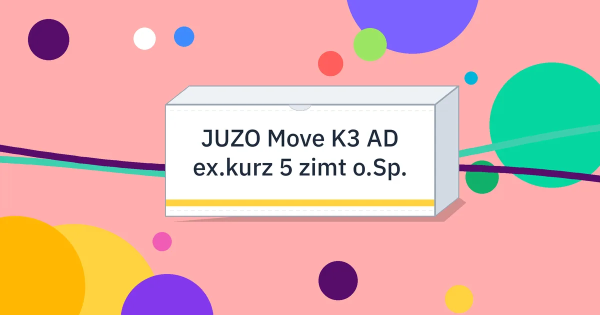 Symbolbild: Packung mit der Aufschrift JUZO Move K3 AD ex.kurz 5 zimt o.Sp. (PZN 18569924) – Verfügbarkeit und Bezug in Apotheken in Frankfurt am Main