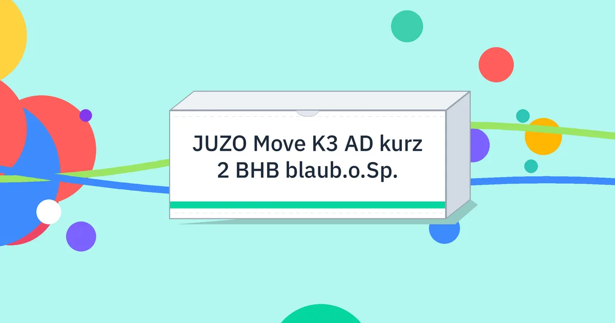 Symbolbild: Packung mit der Aufschrift JUZO Move K3 AD kurz 2 BHB blaub.o.Sp. (PZN 18572903) – Verfügbarkeit und Bezug in Apotheken in Frankfurt am Main