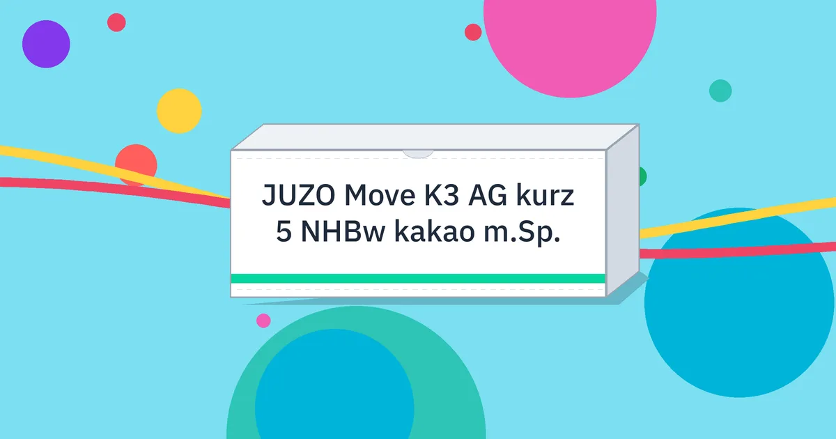 Symbolbild: Packung mit der Aufschrift JUZO Move K3 AG kurz 5 NHBw kakao m.Sp. (PZN 18590479) – Verfügbarkeit und Bezug in Apotheken in Frankfurt am Main