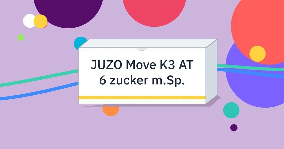 Symbolbild: Packung mit der Aufschrift JUZO Move K3 AT 6 zucker m.Sp. (PZN 20676751) – Verfügbarkeit und Bezug in Apotheken in Frankfurt am Main