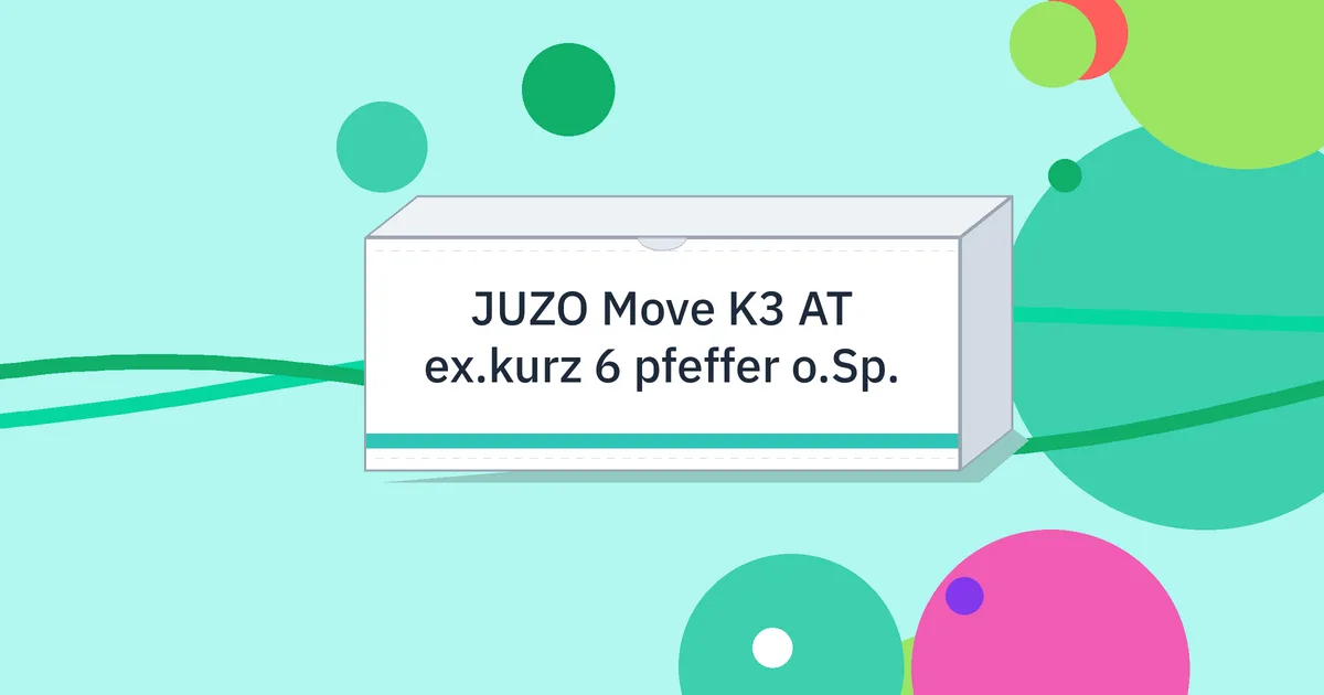Symbolbild: Packung mit der Aufschrift JUZO Move K3 AT ex.kurz 6 pfeffer o.Sp. (PZN 20681433) – Verfügbarkeit und Bezug in Apotheken in Frankfurt am Main