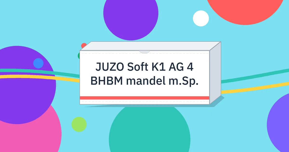 Symbolbild: Packung mit der Aufschrift JUZO Soft K1 AG 4 BHBM mandel m.Sp. (PZN 14855171) – Verfügbarkeit und Bezug in Apotheken in Frankfurt am Main