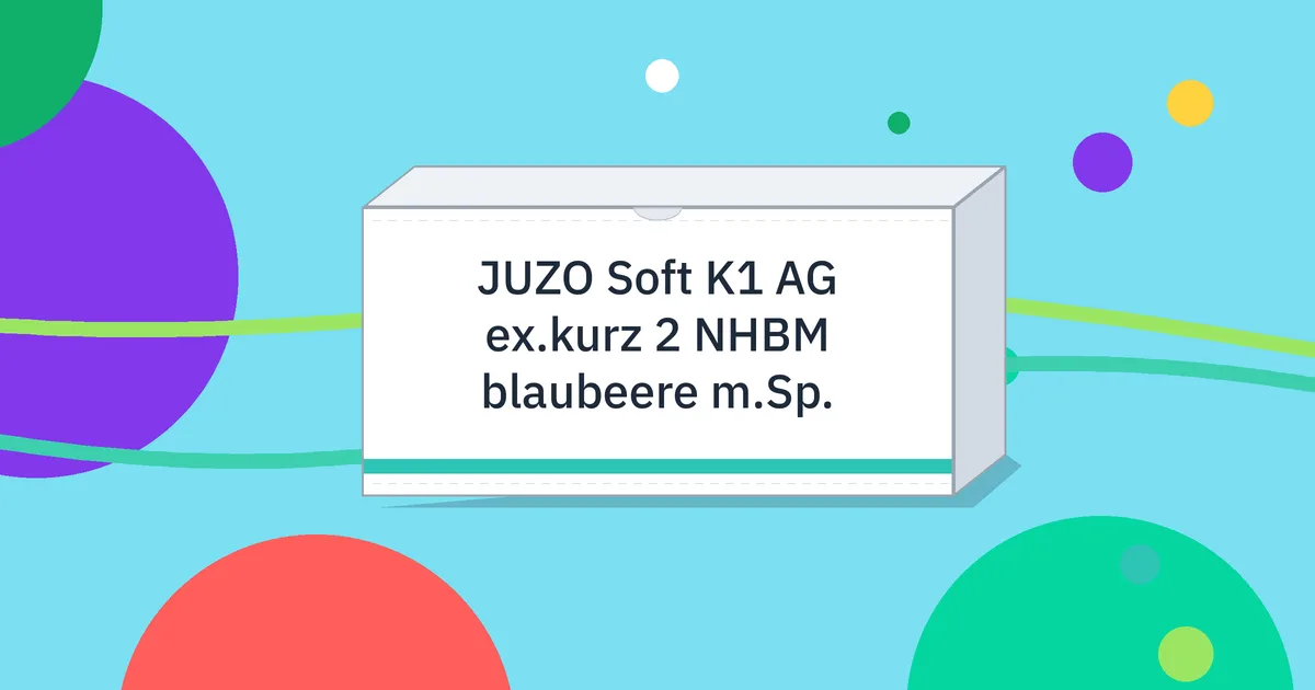 Symbolbild: Packung mit der Aufschrift JUZO Soft K1 AG ex.kurz 2 NHBM blaubeere m.Sp. (PZN 15017012) – Verfügbarkeit und Bezug in Apotheken in Frankfurt am Main