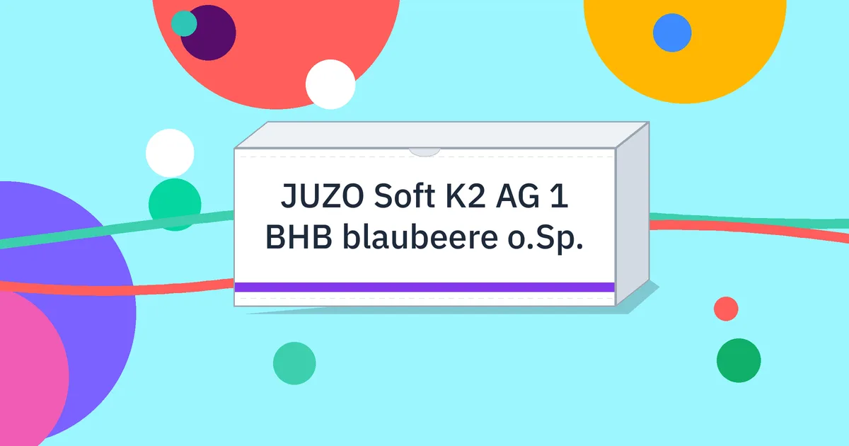 Symbolbild: Packung mit der Aufschrift JUZO Soft K2 AG 1 BHB blaubeere o.Sp. (PZN 14825572) – Verfügbarkeit und Bezug in Apotheken in Frankfurt am Main