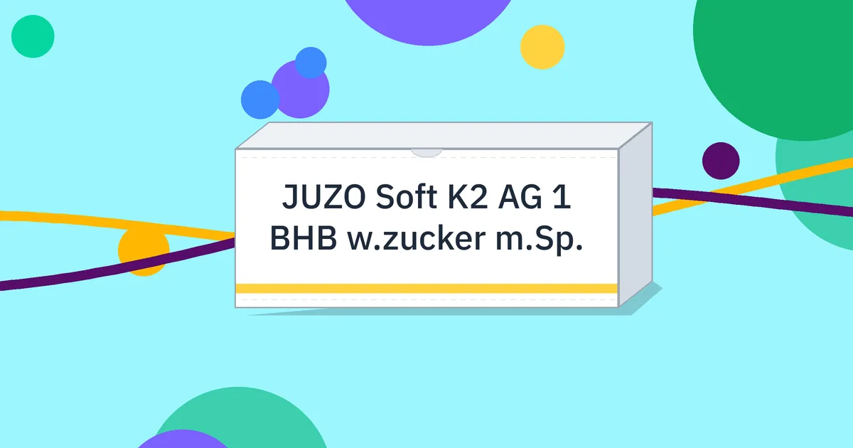 Symbolbild: Packung mit der Aufschrift JUZO Soft K2 AG 1 BHB w.zucker m.Sp. (PZN 14840459) – Verfügbarkeit und Bezug in Apotheken in Frankfurt am Main