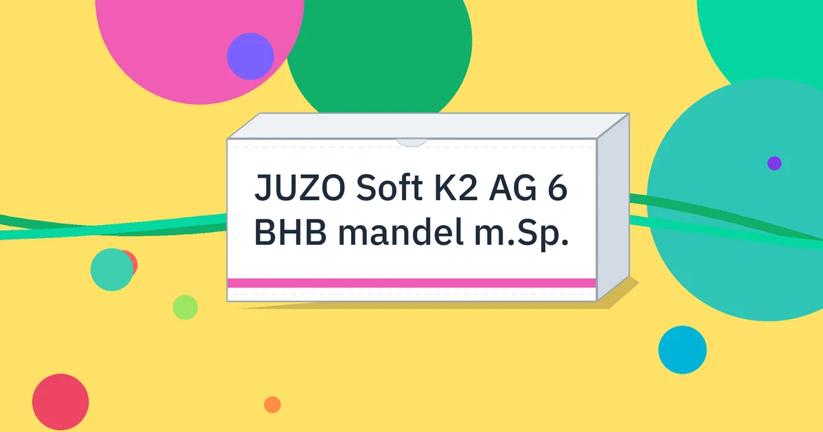 Symbolbild: Packung mit der Aufschrift JUZO Soft K2 AG 6 BHB mandel m.Sp. (PZN 14825046) – Verfügbarkeit und Bezug in Apotheken in Frankfurt am Main