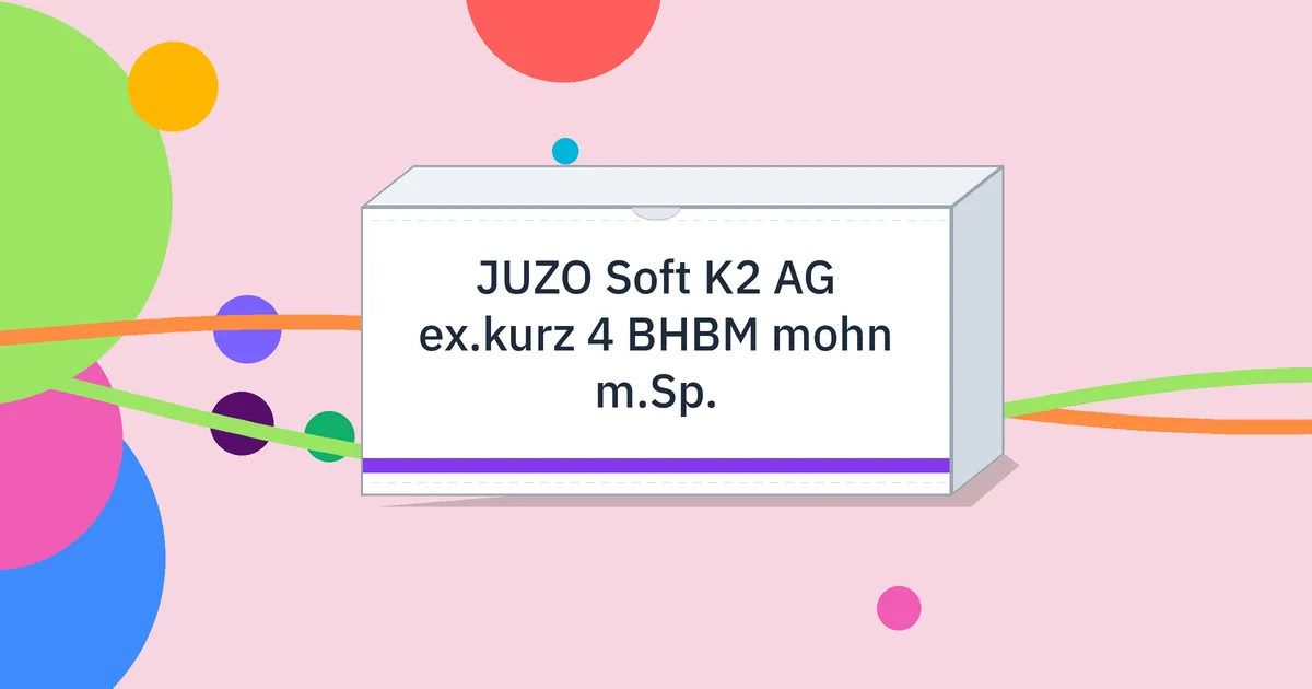 Symbolbild: Packung mit der Aufschrift JUZO Soft K2 AG ex.kurz 4 BHBM mohn m.Sp. (PZN 14860551) – Verfügbarkeit und Bezug in Apotheken in Frankfurt am Main
