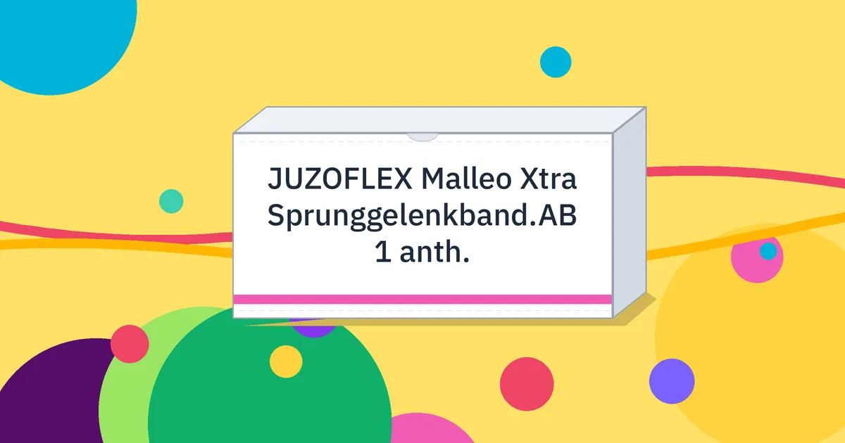 Symbolbild: Packung mit der Aufschrift JUZOFLEX Malleo Xtra Sprunggelenkband.AB 1 anth. (PZN 16635924) – Verfügbarkeit und Bezug in Apotheken in Frankfurt am Main