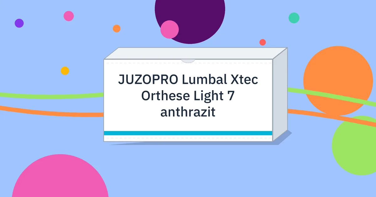 Symbolbild: Packung mit der Aufschrift JUZOPRO Lumbal Xtec Orthese Light 7 anthrazit (PZN 16497965) – Verfügbarkeit und Bezug in Apotheken in Frankfurt am Main