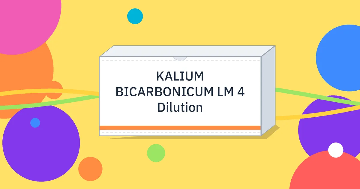 Symbolbild: Packung mit der Aufschrift KALIUM BICARBONICUM LM 4 Dilution (PZN 13783357) – Verfügbarkeit und Bezug in Apotheken in Frankfurt am Main