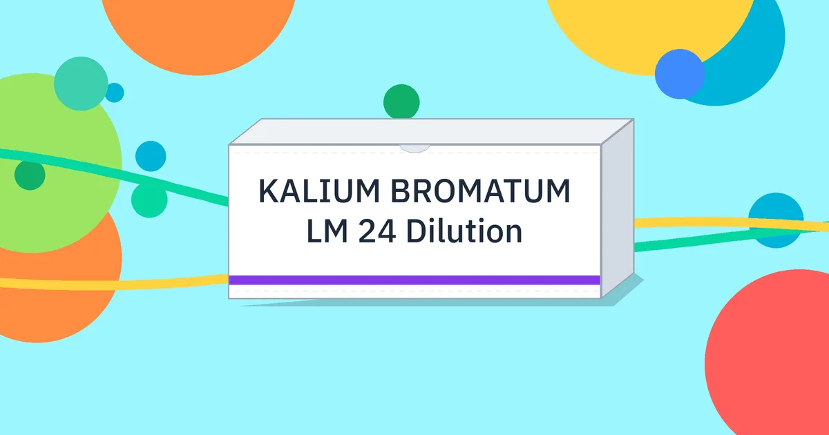 Symbolbild: Packung mit der Aufschrift KALIUM BROMATUM LM 24 Dilution (PZN 12918016) – Verfügbarkeit und Bezug in Apotheken in Frankfurt am Main