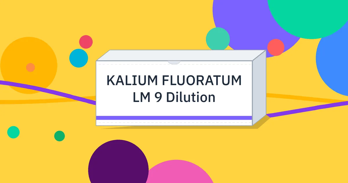 Symbolbild: Packung mit der Aufschrift KALIUM FLUORATUM LM 9 Dilution (PZN 12921455) – Verfügbarkeit und Bezug in Apotheken in Frankfurt am Main