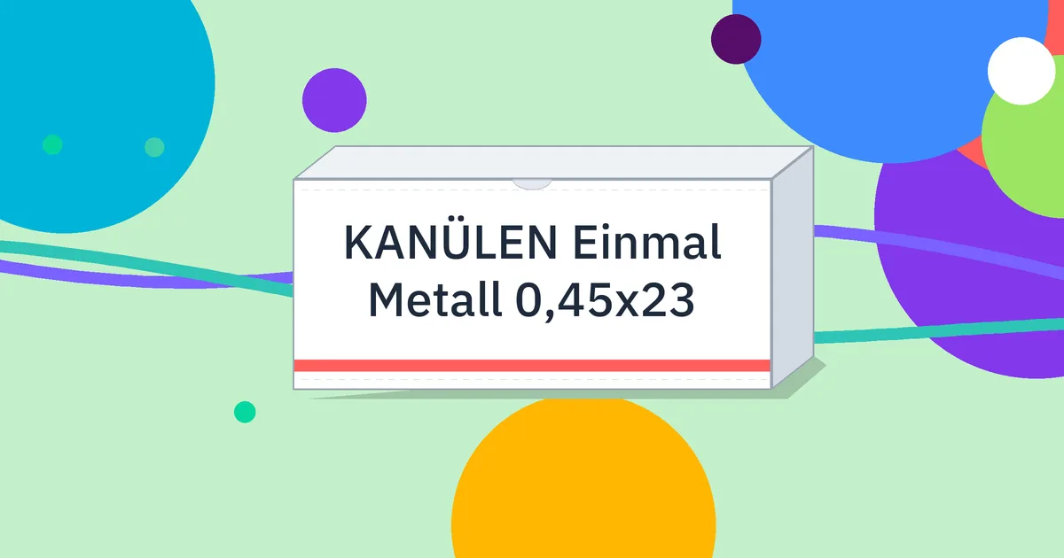 Symbolbild: Packung mit der Aufschrift KANÜLEN Einmal Metall 0,45x23 (PZN 01965219) – Verfügbarkeit und Bezug in Apotheken in Frankfurt am Main