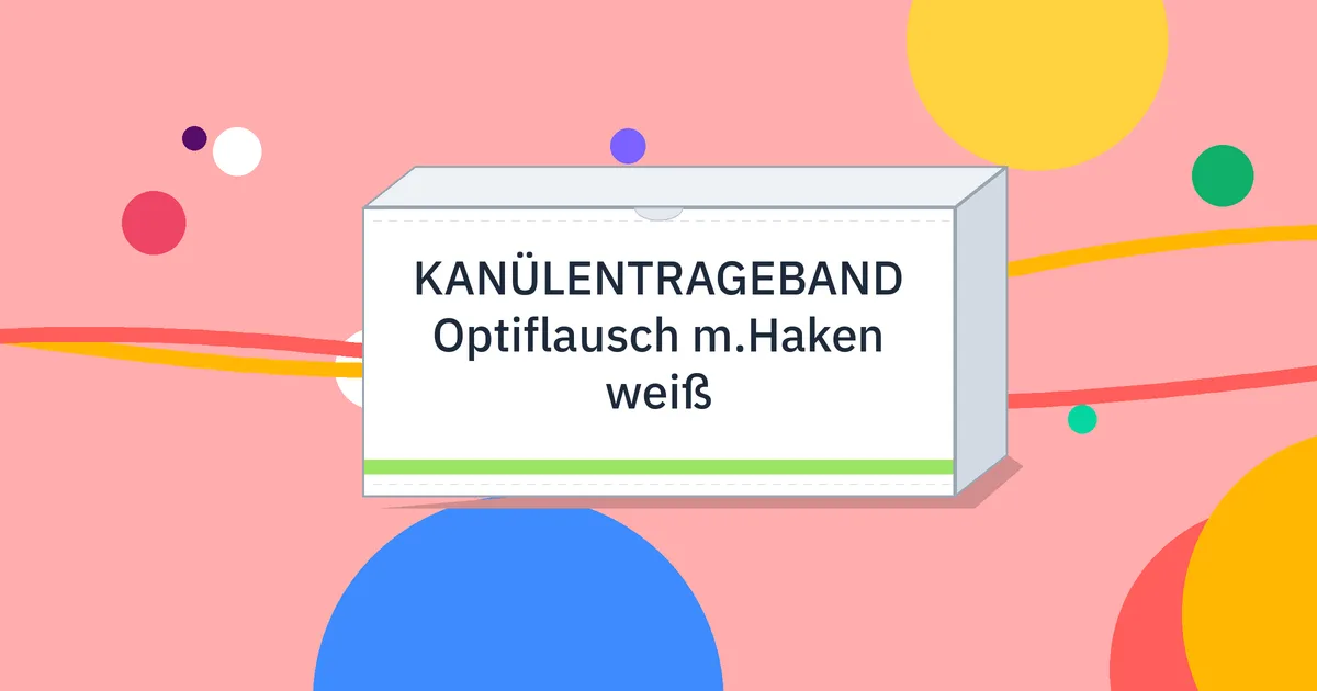 Symbolbild: Packung mit der Aufschrift KANÜLENTRAGEBAND Optiflausch m.Haken weiß (PZN 01892414) – Verfügbarkeit und Bezug in Apotheken in Frankfurt am Main