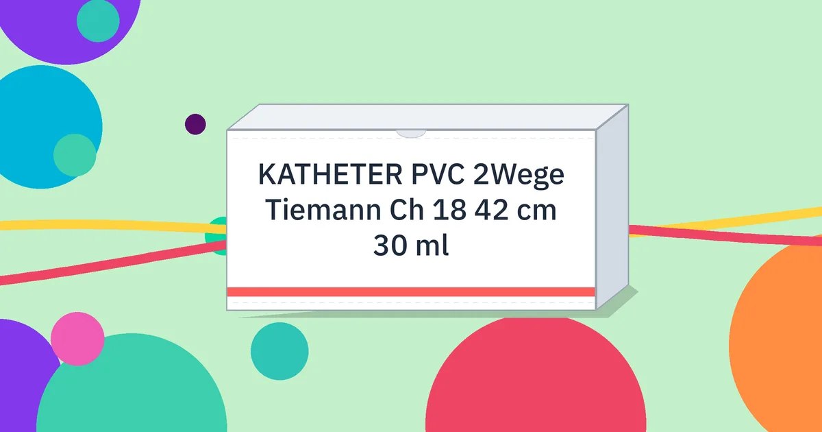 Symbolbild: Packung mit der Aufschrift KATHETER PVC 2Wege Tiemann Ch 18 42 cm 30 ml (PZN 05036184) – Verfügbarkeit und Bezug in Apotheken in Frankfurt am Main