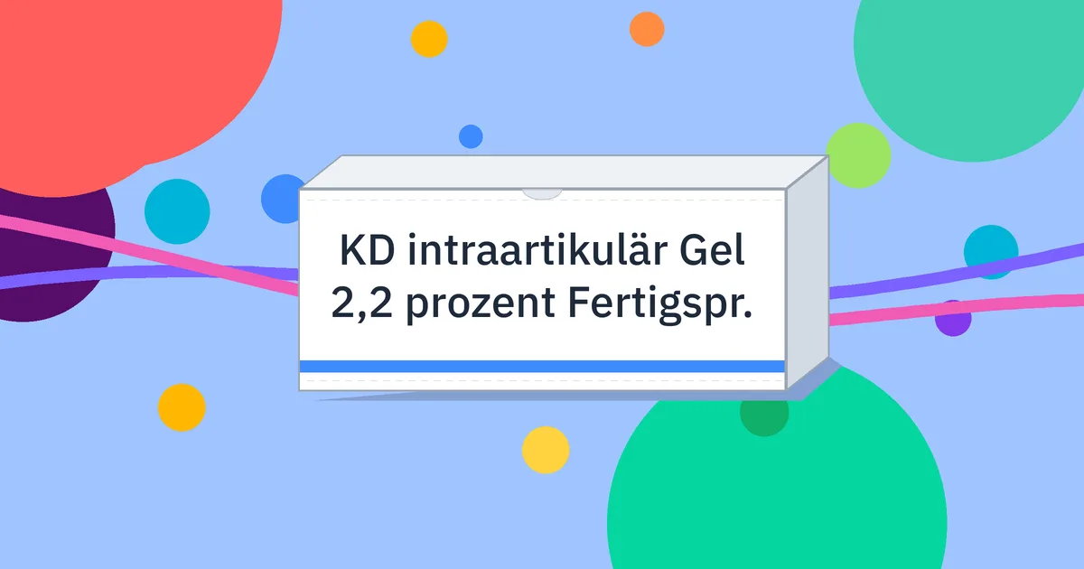 Symbolbild: Packung mit der Aufschrift KD intraartikulär Gel 2,2 prozent Fertigspr. (PZN 09739095) – Verfügbarkeit und Bezug in Apotheken in Frankfurt am Main