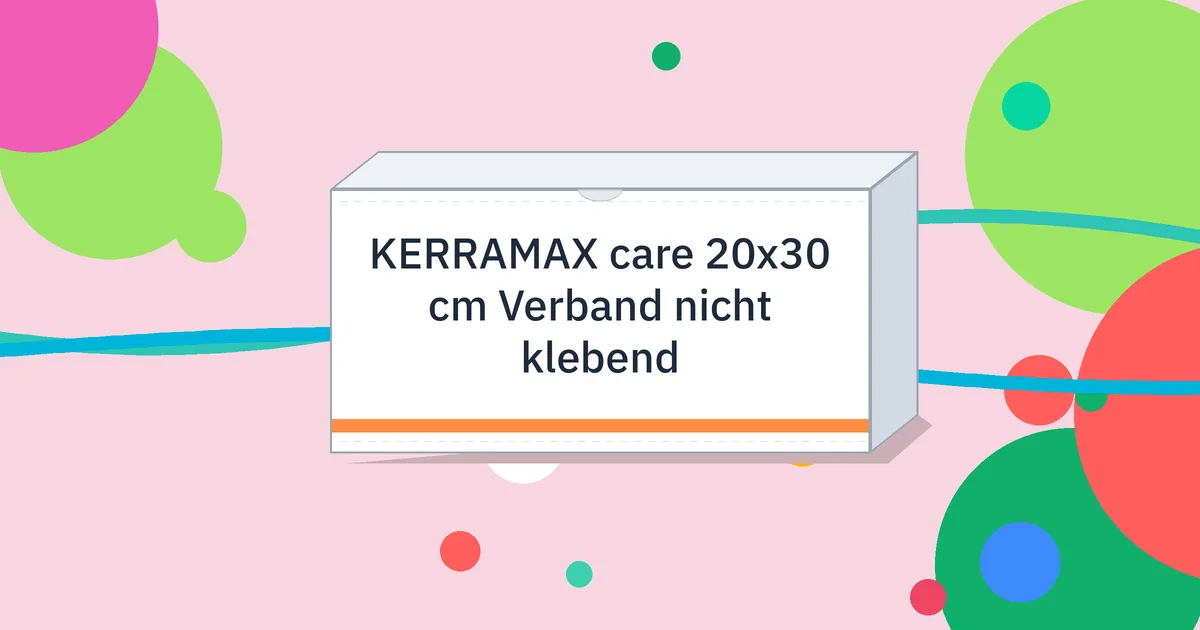 Symbolbild: Packung mit der Aufschrift KERRAMAX care 20x30 cm Verband nicht klebend (PZN 14056346) – Verfügbarkeit und Bezug in Apotheken in Frankfurt am Main