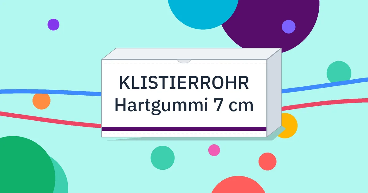 Symbolbild: Packung mit der Aufschrift KLISTIERROHR Hartgummi 7 cm (PZN 01730953) – Verfügbarkeit und Bezug in Apotheken in Frankfurt am Main