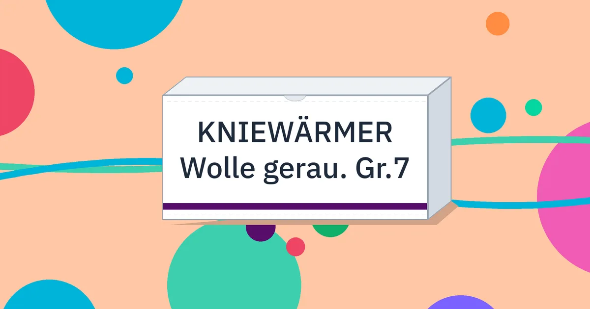 Symbolbild: Packung mit der Aufschrift KNIEWÄRMER Wolle gerau. Gr.7 (PZN 02008767) – Verfügbarkeit und Bezug in Apotheken in Frankfurt am Main