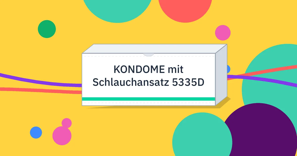 Symbolbild: Packung mit der Aufschrift KONDOME mit Schlauchansatz 5335D (PZN 00590102) – Verfügbarkeit und Bezug in Apotheken in Frankfurt am Main
