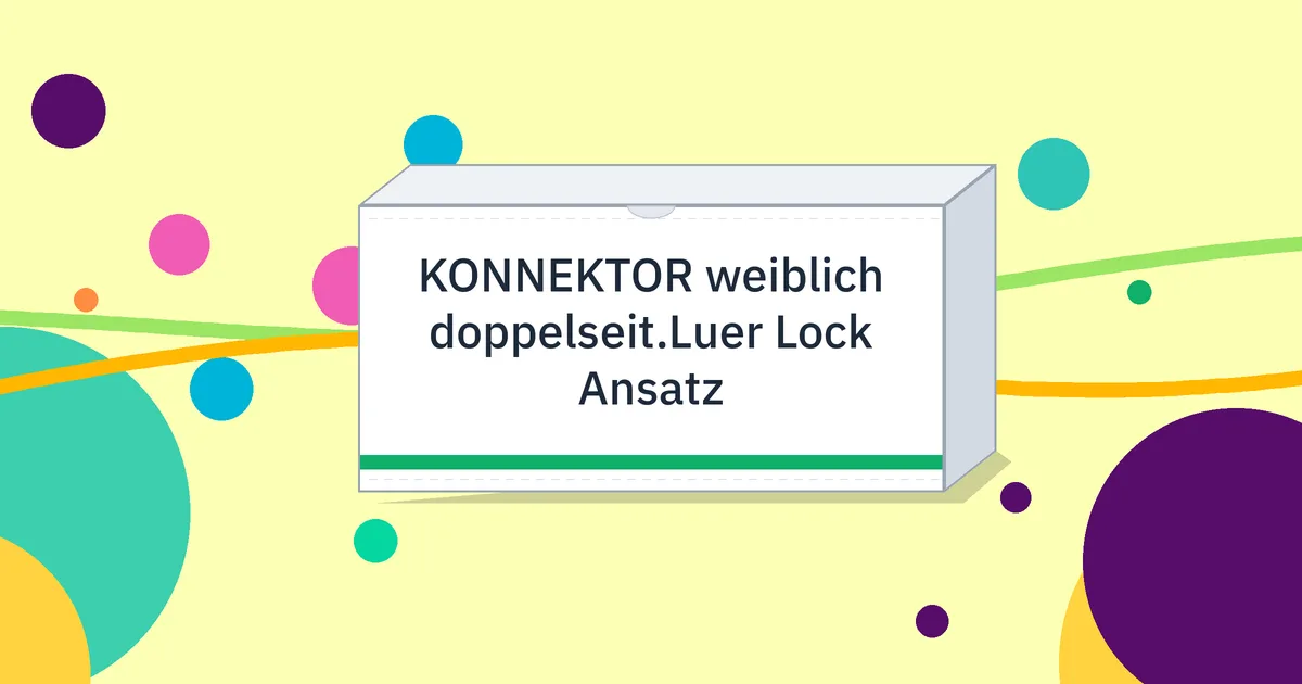 Symbolbild: Packung mit der Aufschrift KONNEKTOR weiblich doppelseit.Luer Lock Ansatz (PZN 00939094) – Verfügbarkeit und Bezug in Apotheken in Frankfurt am Main