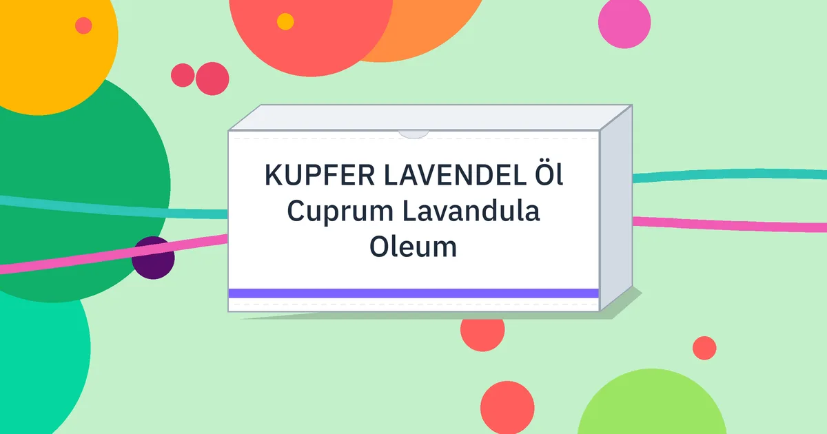 Symbolbild: Packung mit der Aufschrift KUPFER LAVENDEL Öl Cuprum Lavandula Oleum (PZN 02468115) – Verfügbarkeit und Bezug in Apotheken in Frankfurt am Main