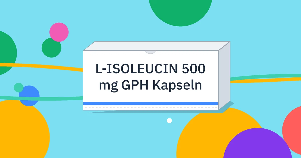 Symbolbild: Packung mit der Aufschrift L-ISOLEUCIN 500 mg GPH Kapseln (PZN 09324402) – Verfügbarkeit und Bezug in Apotheken in Frankfurt am Main