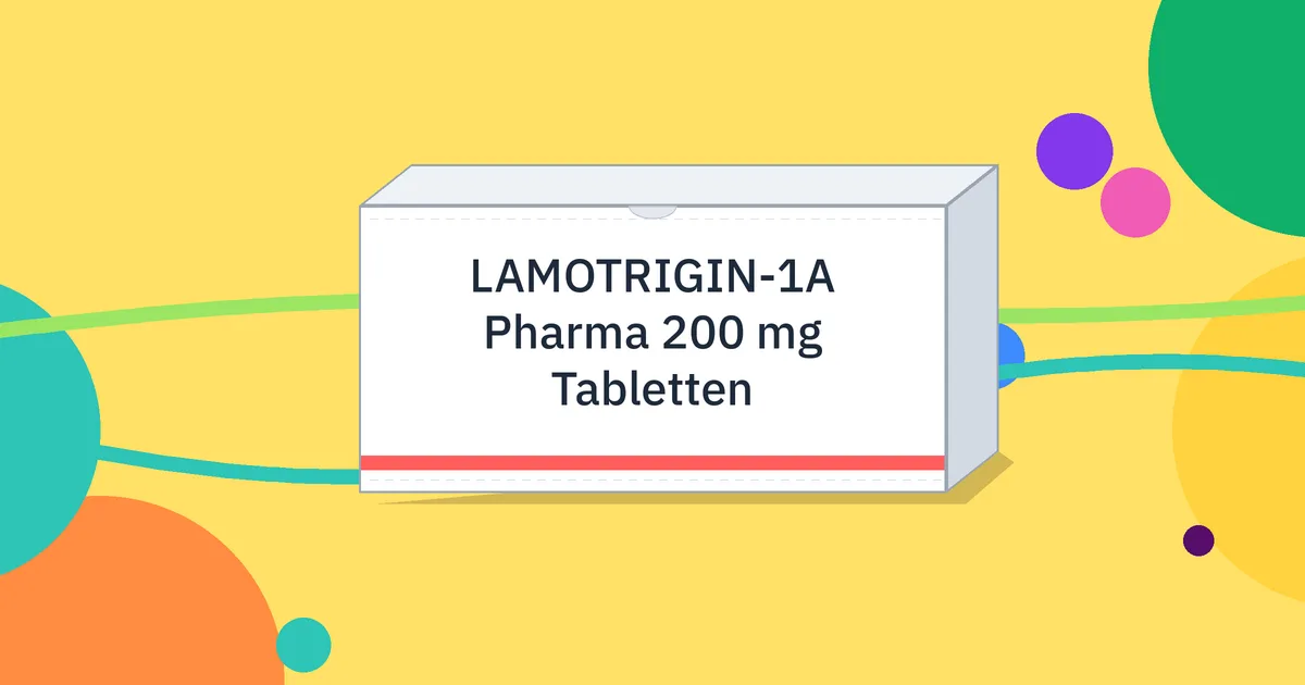 Symbolbild: Packung mit der Aufschrift LAMOTRIGIN-1A Pharma 200 mg Tabletten (PZN 01030109) – Verfügbarkeit und Bezug in Apotheken in Frankfurt am Main