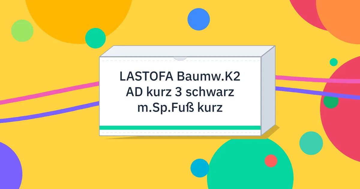 Symbolbild: Packung mit der Aufschrift LASTOFA Baumw.K2 AD kurz 3 schwarz m.Sp.Fuß kurz (PZN 01945493) – Verfügbarkeit und Bezug in Apotheken in Frankfurt am Main