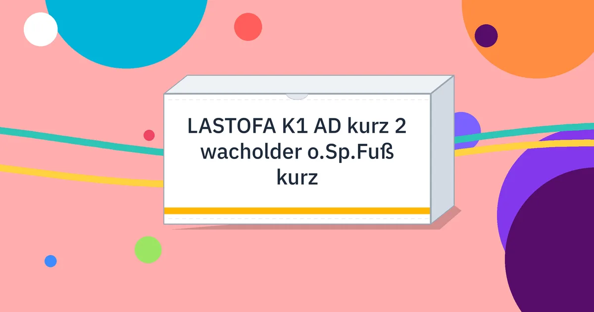 Symbolbild: Packung mit der Aufschrift LASTOFA K1 AD kurz 2 wacholder o.Sp.Fuß kurz (PZN 13786752) – Verfügbarkeit und Bezug in Apotheken in Frankfurt am Main