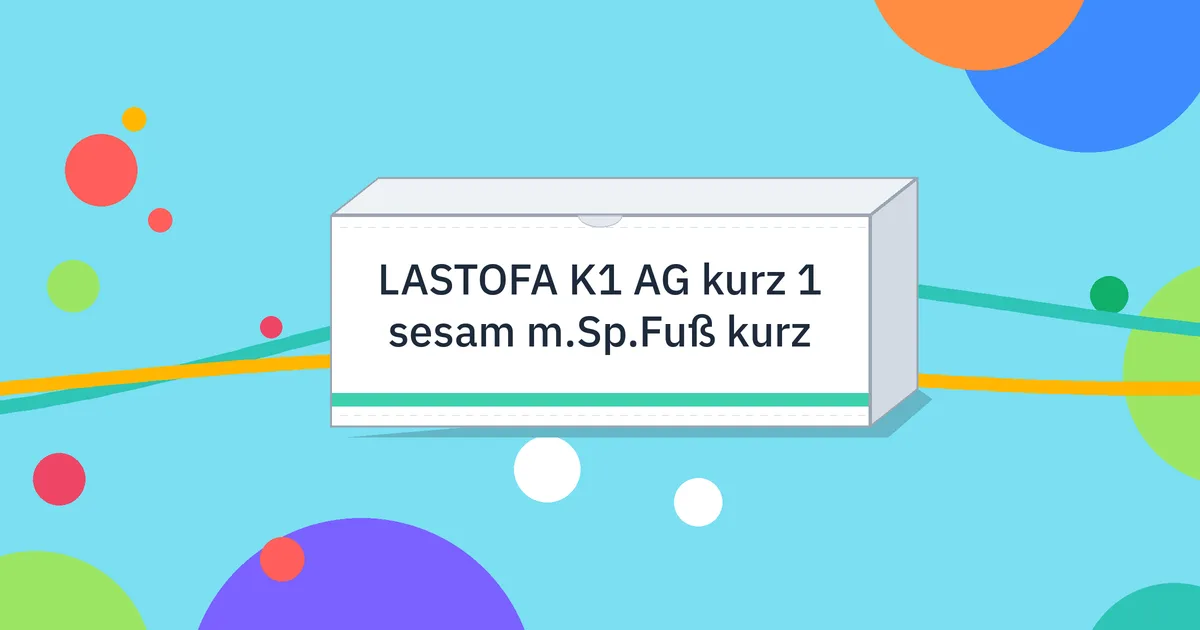 Symbolbild: Packung mit der Aufschrift LASTOFA K1 AG kurz 1 sesam m.Sp.Fuß kurz (PZN 13789124) – Verfügbarkeit und Bezug in Apotheken in Frankfurt am Main