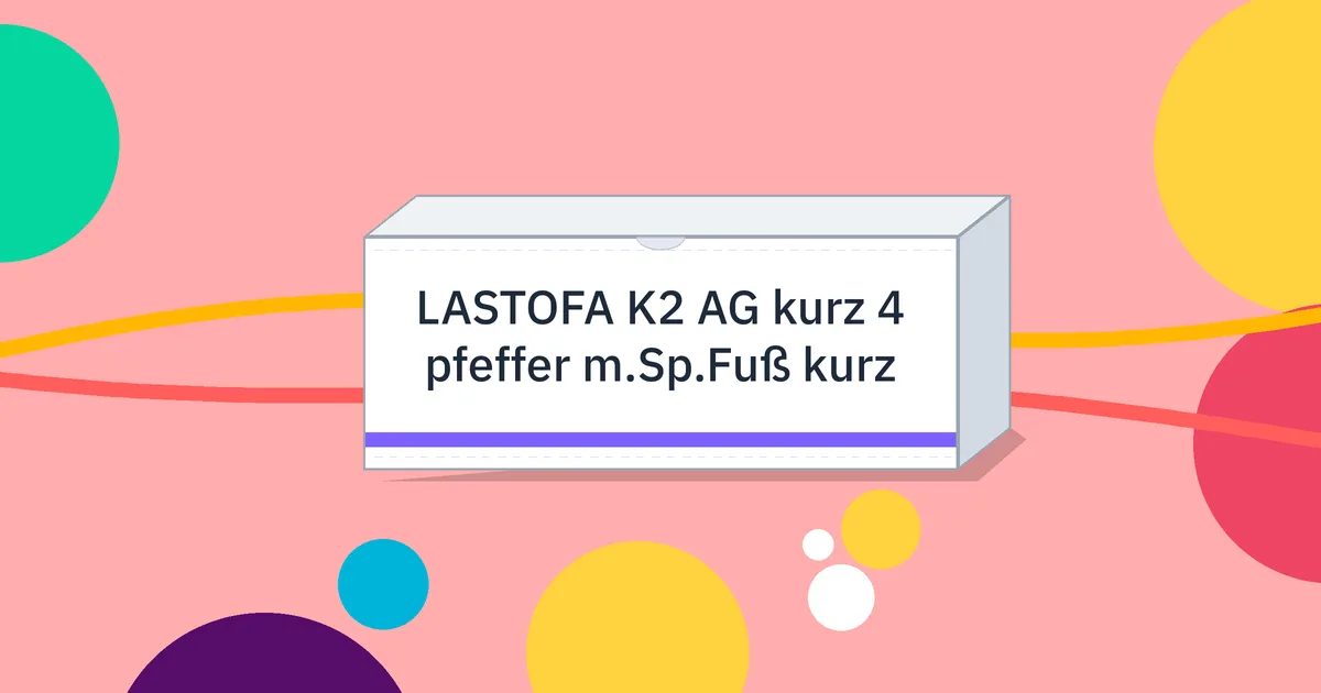 Symbolbild: Packung mit der Aufschrift LASTOFA K2 AG kurz 4 pfeffer m.Sp.Fuß kurz (PZN 13805857) – Verfügbarkeit und Bezug in Apotheken in Frankfurt am Main