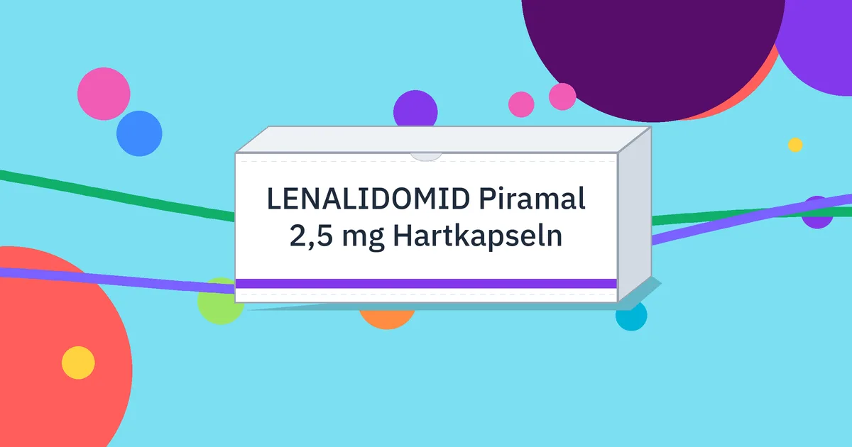 Symbolbild: Packung mit der Aufschrift LENALIDOMID Piramal 2,5 mg Hartkapseln (PZN 17621321) – Verfügbarkeit und Bezug in Apotheken in Frankfurt am Main