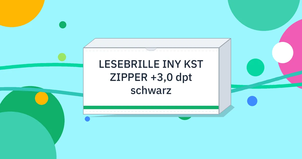 Symbolbild: Packung mit der Aufschrift LESEBRILLE INY KST ZIPPER +3,0 dpt schwarz (PZN 19376251) – Verfügbarkeit und Bezug in Apotheken in Frankfurt am Main