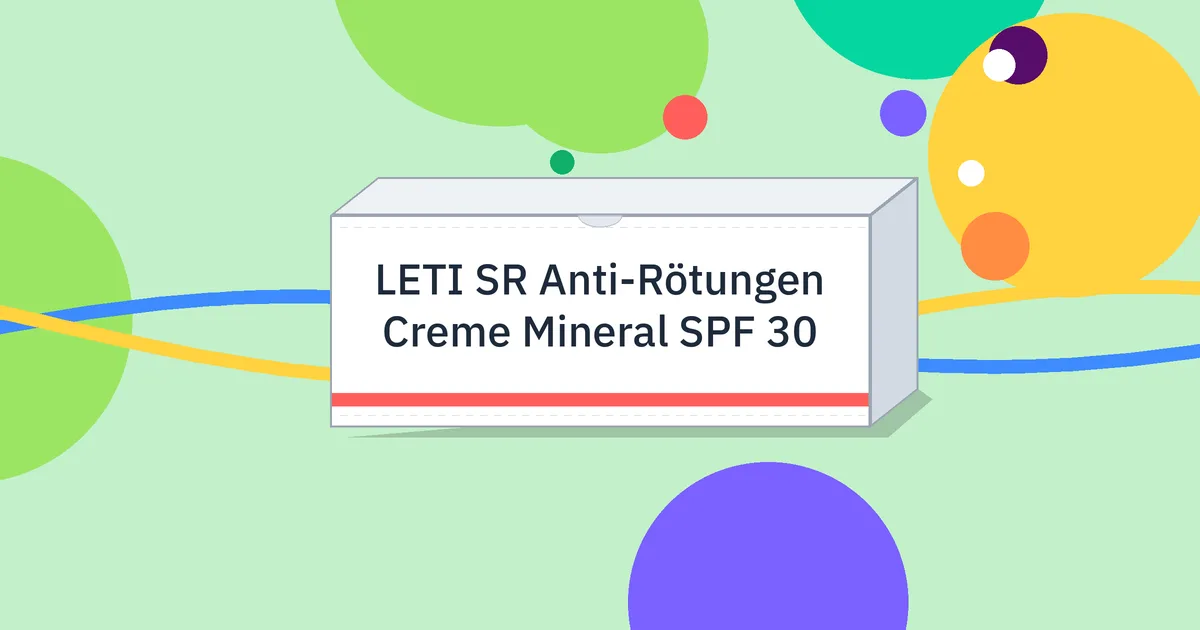Symbolbild: Packung mit der Aufschrift LETI SR Anti-Rötungen Creme Mineral SPF 30 (PZN 19643858) – Verfügbarkeit und Bezug in Apotheken in Frankfurt am Main