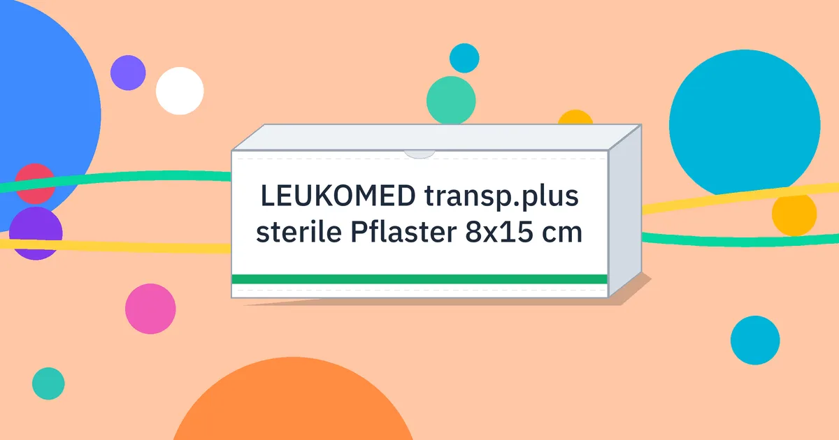 Symbolbild: Packung mit der Aufschrift LEUKOMED transp.plus sterile Pflaster 8x15 cm (PZN 01051092) – Verfügbarkeit und Bezug in Apotheken in Frankfurt am Main