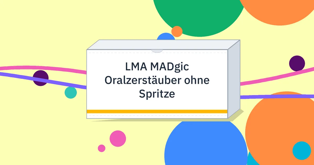 Symbolbild: Packung mit der Aufschrift LMA MADgic Oralzerstäuber ohne Spritze (PZN 10080856) – Verfügbarkeit und Bezug in Apotheken in Frankfurt am Main