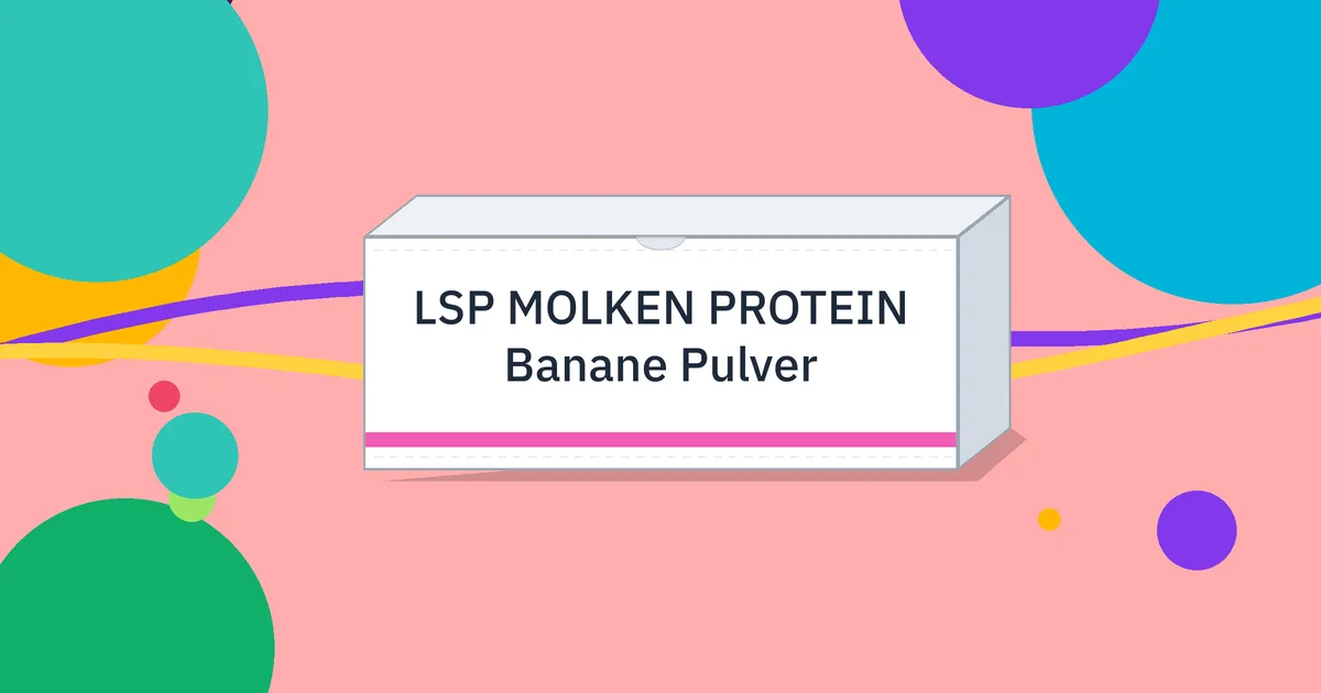 Symbolbild: Packung mit der Aufschrift LSP MOLKEN PROTEIN Banane Pulver (PZN 09917094) – Verfügbarkeit und Bezug in Apotheken in Frankfurt am Main