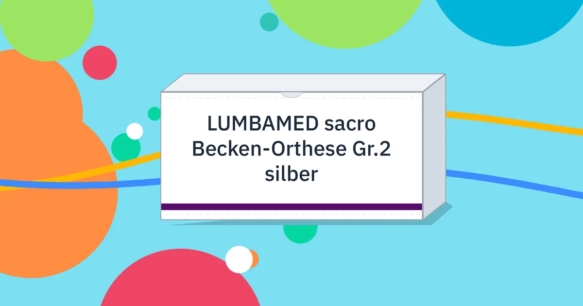 Symbolbild: Packung mit der Aufschrift LUMBAMED sacro Becken-Orthese Gr.2 silber (PZN 19363863) – Verfügbarkeit und Bezug in Apotheken in Frankfurt am Main