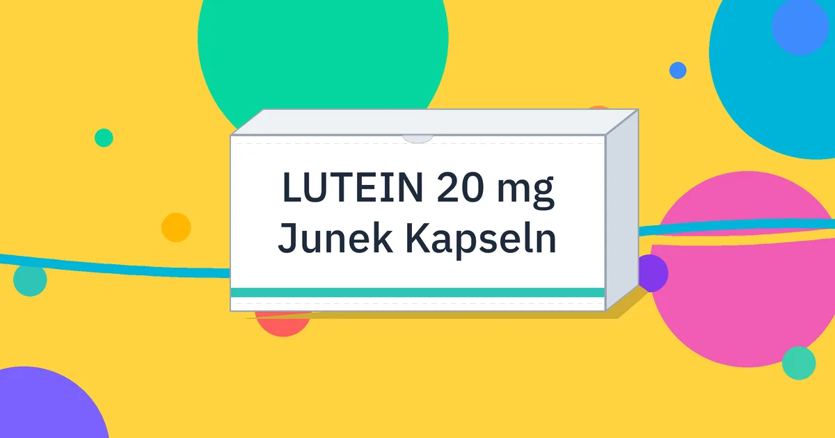 Symbolbild: Packung mit der Aufschrift LUTEIN 20 mg Junek Kapseln (PZN 10396565) – Verfügbarkeit und Bezug in Apotheken in Frankfurt am Main