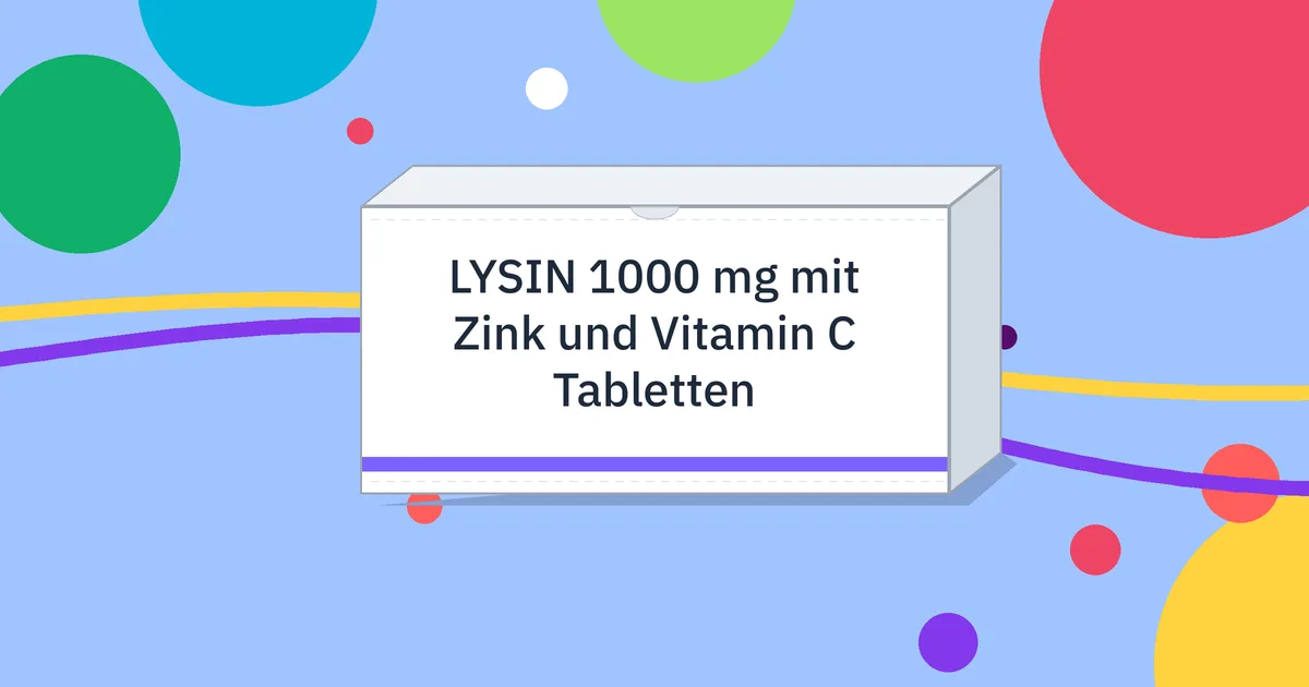 Symbolbild: Packung mit der Aufschrift LYSIN 1000 mg mit Zink und Vitamin C Tabletten (PZN 18225283) – Verfügbarkeit und Bezug in Apotheken in Frankfurt am Main