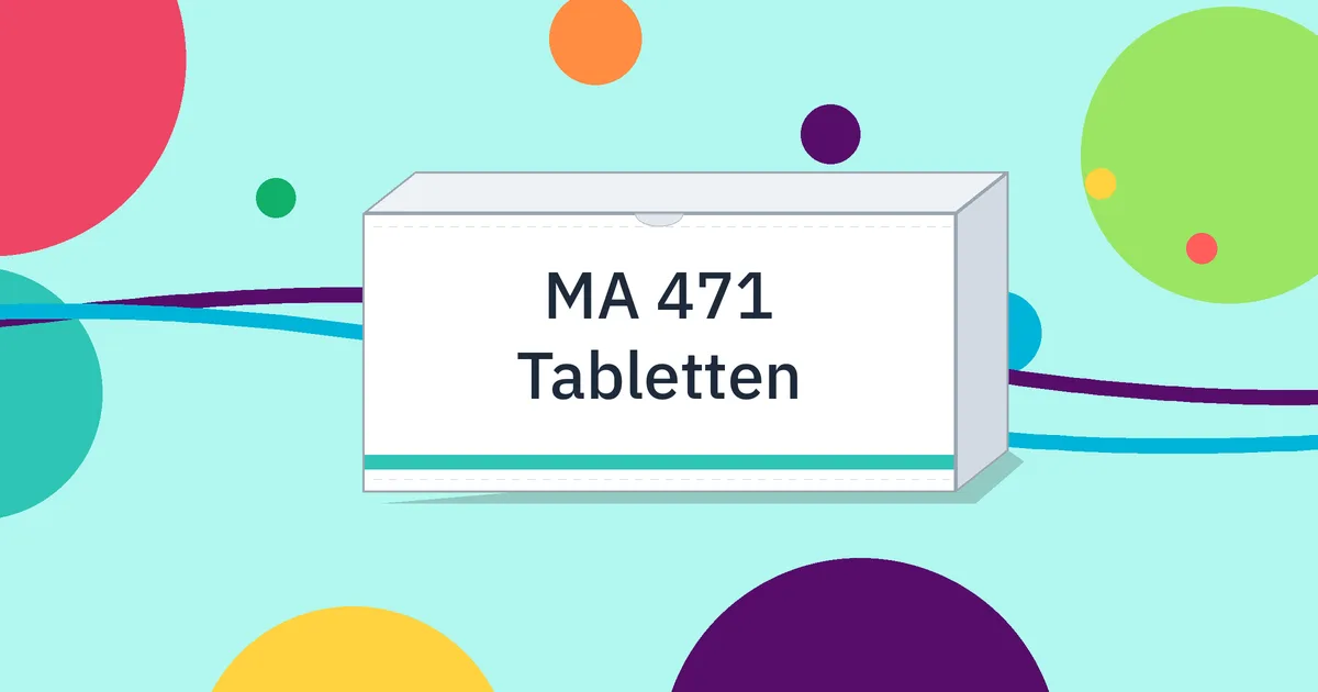 Symbolbild: Packung mit der Aufschrift MA 471 Tabletten (PZN 15530407) – Verfügbarkeit und Bezug in Apotheken in Frankfurt am Main