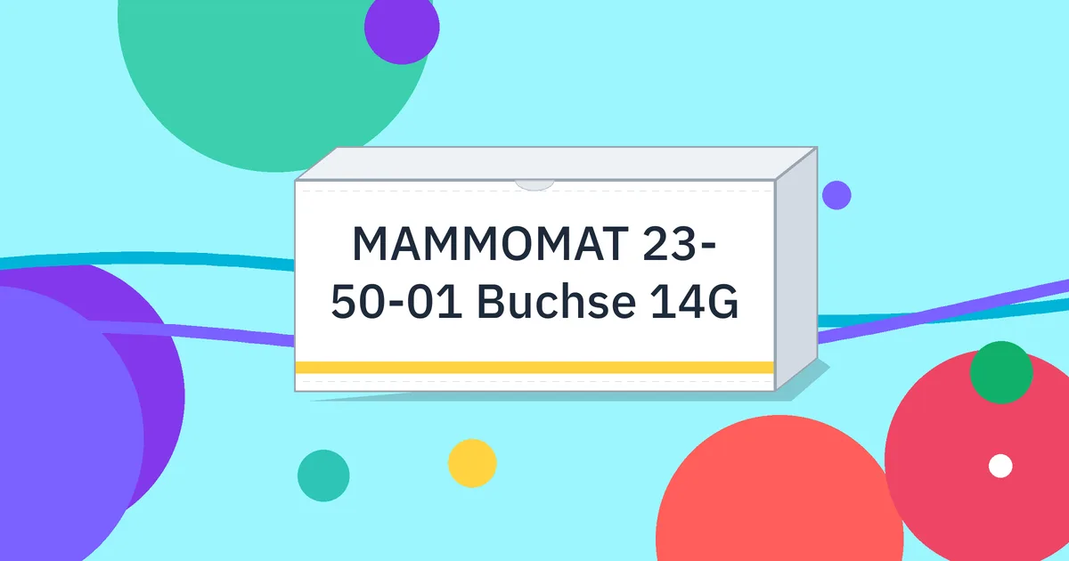 Symbolbild: Packung mit der Aufschrift MAMMOMAT 23-50-01 Buchse 14G (PZN 03482123) – Verfügbarkeit und Bezug in Apotheken in Frankfurt am Main