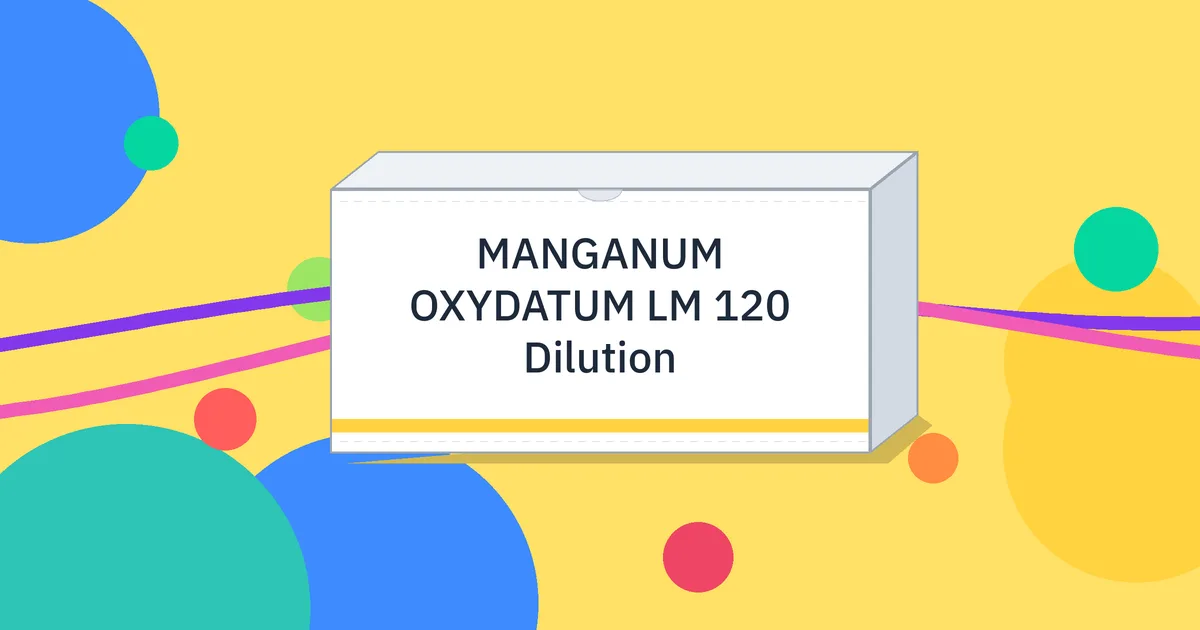 Symbolbild: Packung mit der Aufschrift MANGANUM OXYDATUM LM 120 Dilution (PZN 12944930) – Verfügbarkeit und Bezug in Apotheken in Frankfurt am Main