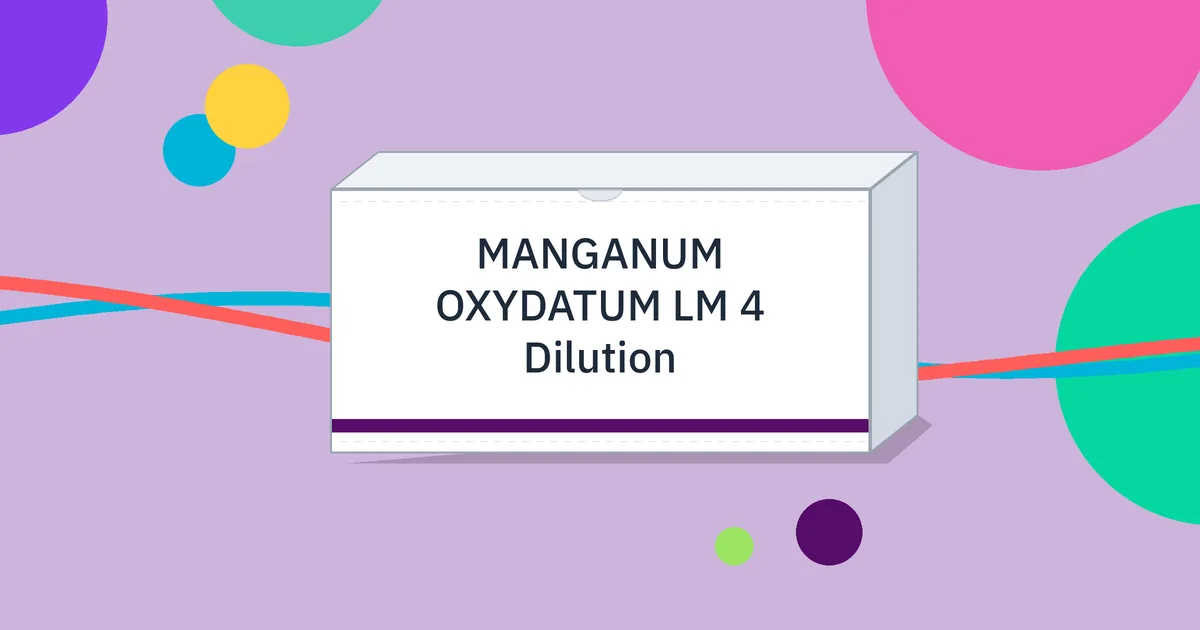Symbolbild: Packung mit der Aufschrift MANGANUM OXYDATUM LM 4 Dilution (PZN 12944539) – Verfügbarkeit und Bezug in Apotheken in Frankfurt am Main
