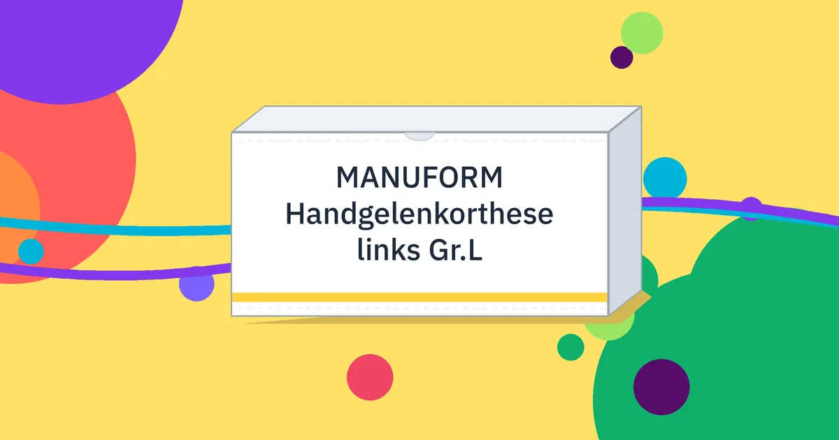 Symbolbild: Packung mit der Aufschrift MANUFORM Handgelenkorthese links Gr.L (PZN 15608440) – Verfügbarkeit und Bezug in Apotheken in Frankfurt am Main