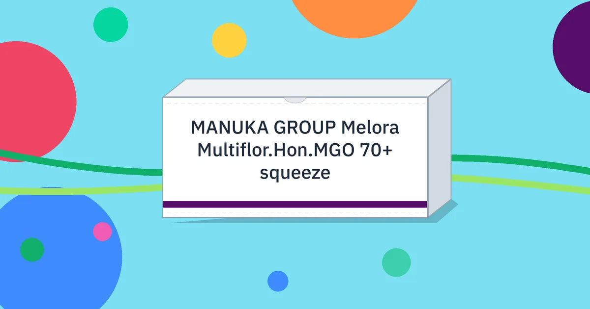 Symbolbild: Packung mit der Aufschrift MANUKA GROUP Melora Multiflor.Hon.MGO 70+ squeeze (PZN 18244926) – Verfügbarkeit und Bezug in Apotheken in Frankfurt am Main