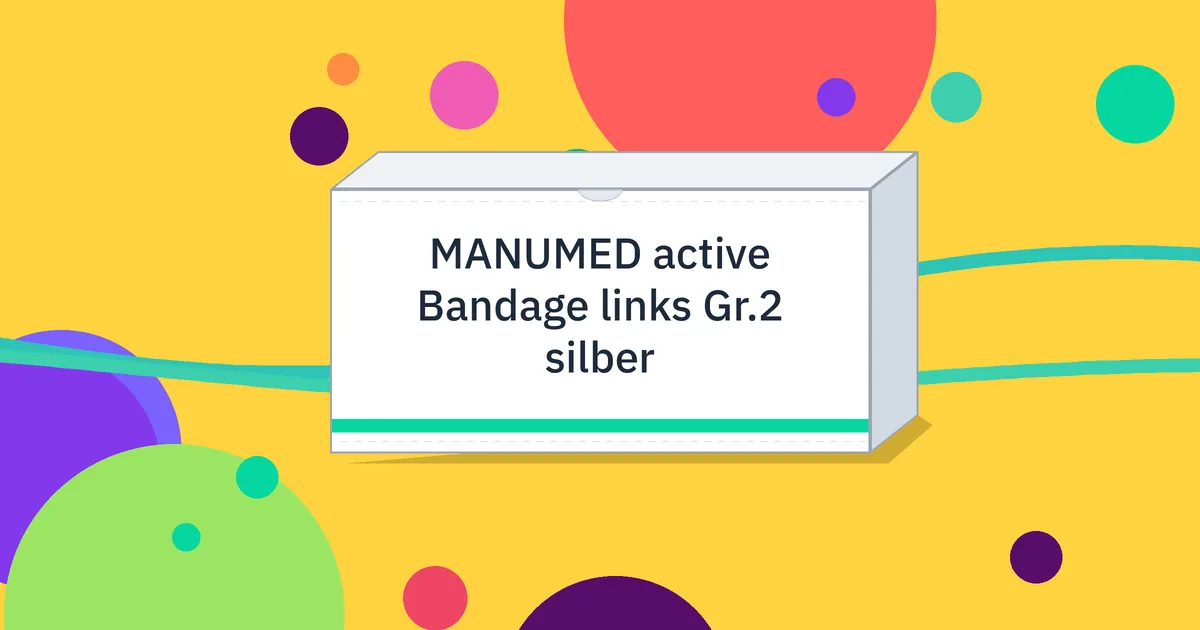 Symbolbild: Packung mit der Aufschrift MANUMED active Bandage links Gr.2 silber (PZN 06055700) – Verfügbarkeit und Bezug in Apotheken in Frankfurt am Main