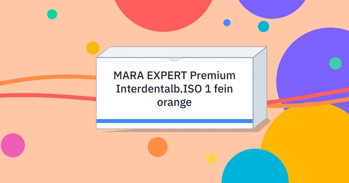 Symbolbild: Packung mit der Aufschrift MARA EXPERT Premium Interdentalb.ISO 1 fein orange (PZN 18457527) – Verfügbarkeit und Bezug in Apotheken in Frankfurt am Main