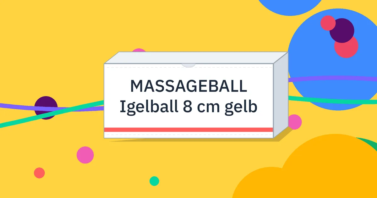 Symbolbild: Packung mit der Aufschrift MASSAGEBALL Igelball 8 cm gelb (PZN 02738537) – Verfügbarkeit und Bezug in Apotheken in Frankfurt am Main